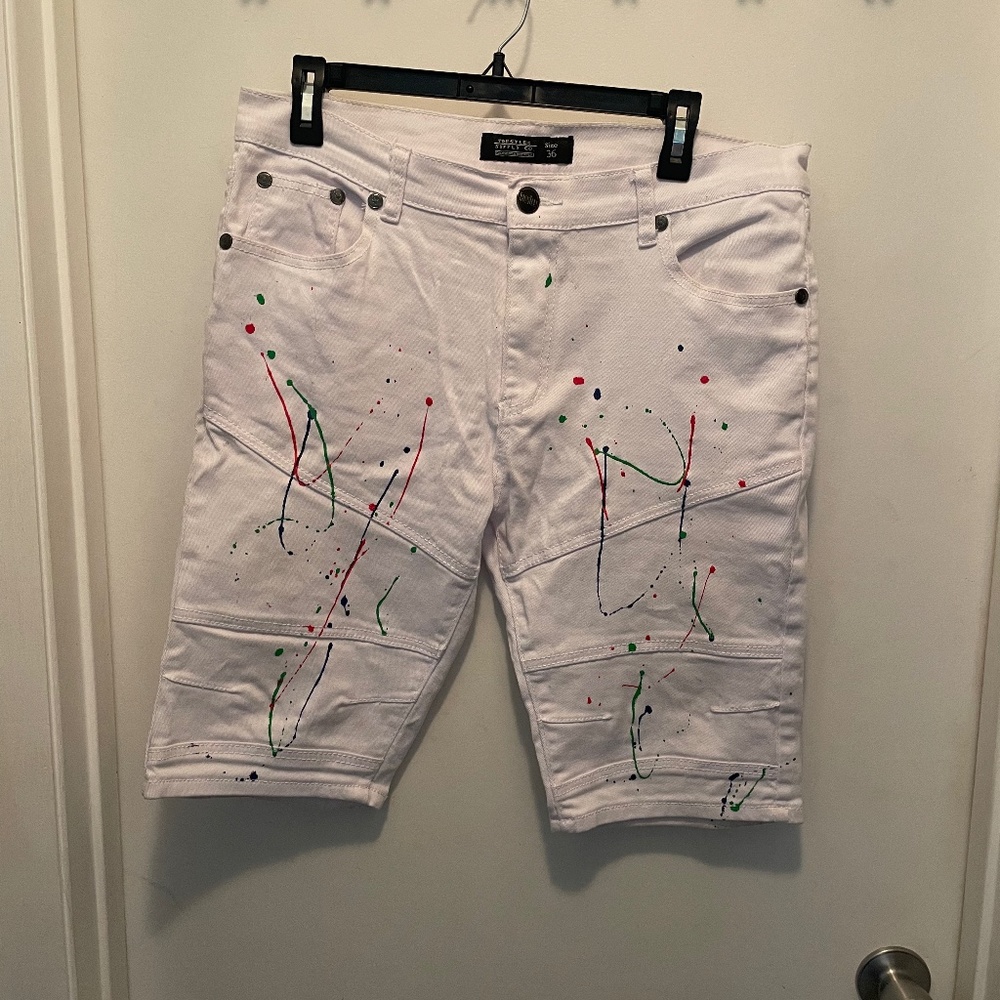 Trestles White Shorts 36 Paint Splatter - Gem
